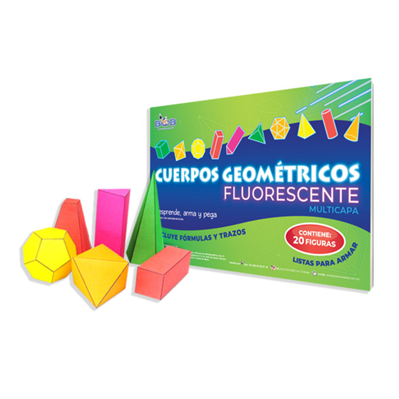 Ediciones Bob | Álbum de Cuerpos Geométricos Multicapa Fluorescente (1 pza)
